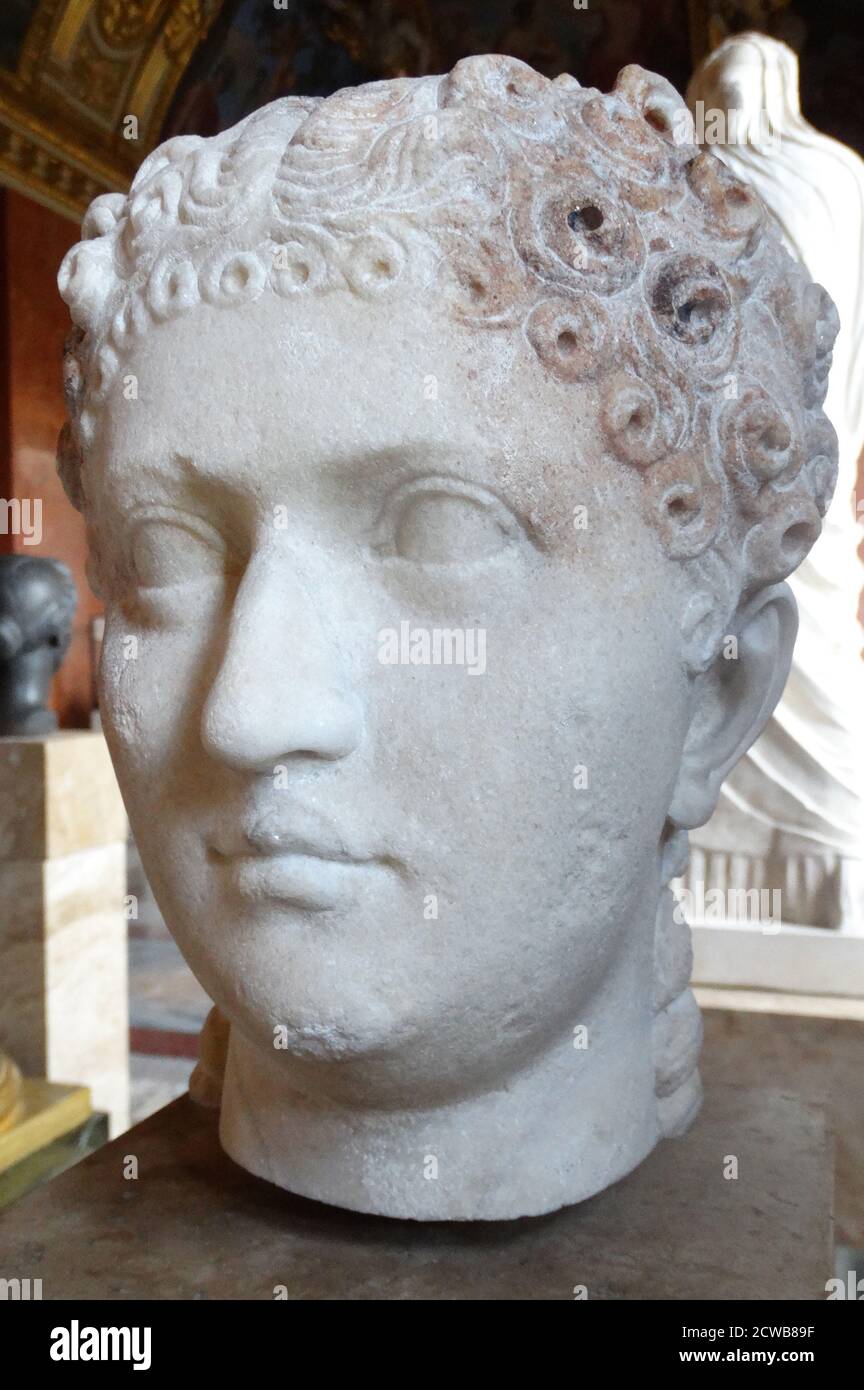 Marble bust of Agrippina the Younger (15-59) a Roman empress in the ...