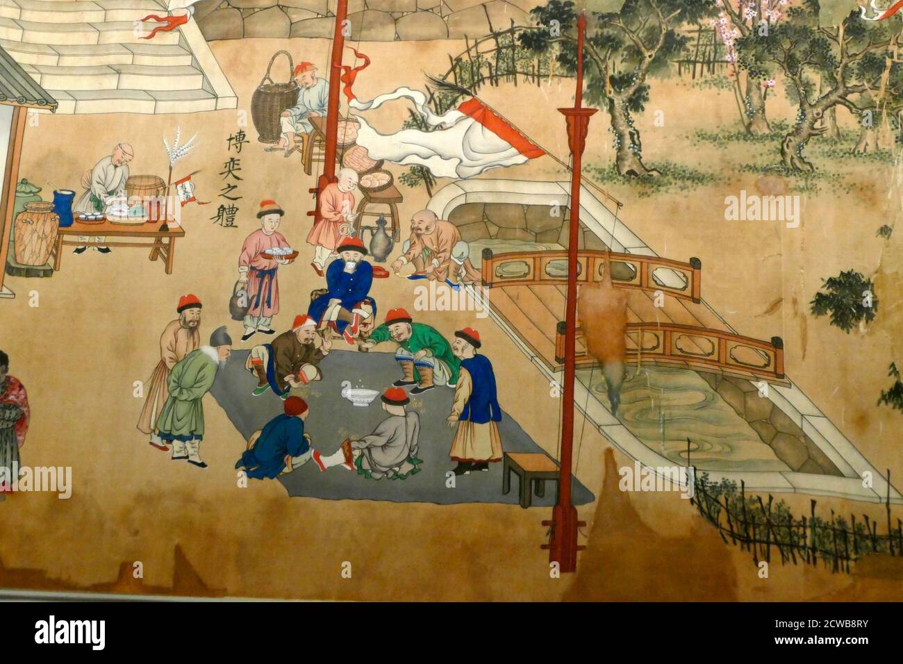 Silk hand scroll depicting the Chinese settlement at Nagasaki Stock ...
