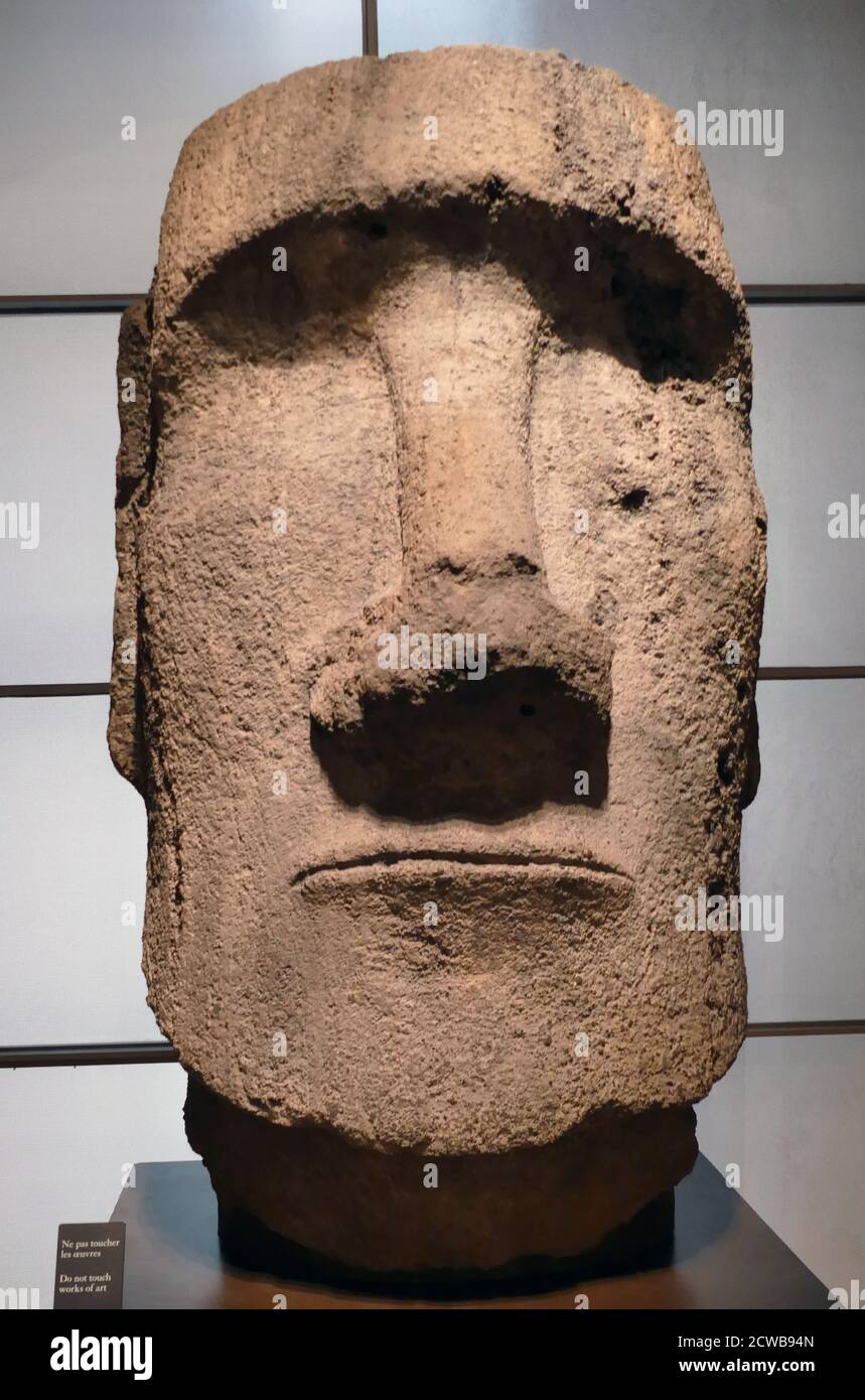 Stone statue of the Moai from Easter Island Stock Photo - Alamy