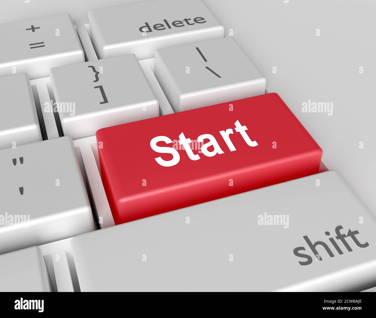 Word Start written on a computer keyboard. Conceptual image on a ...