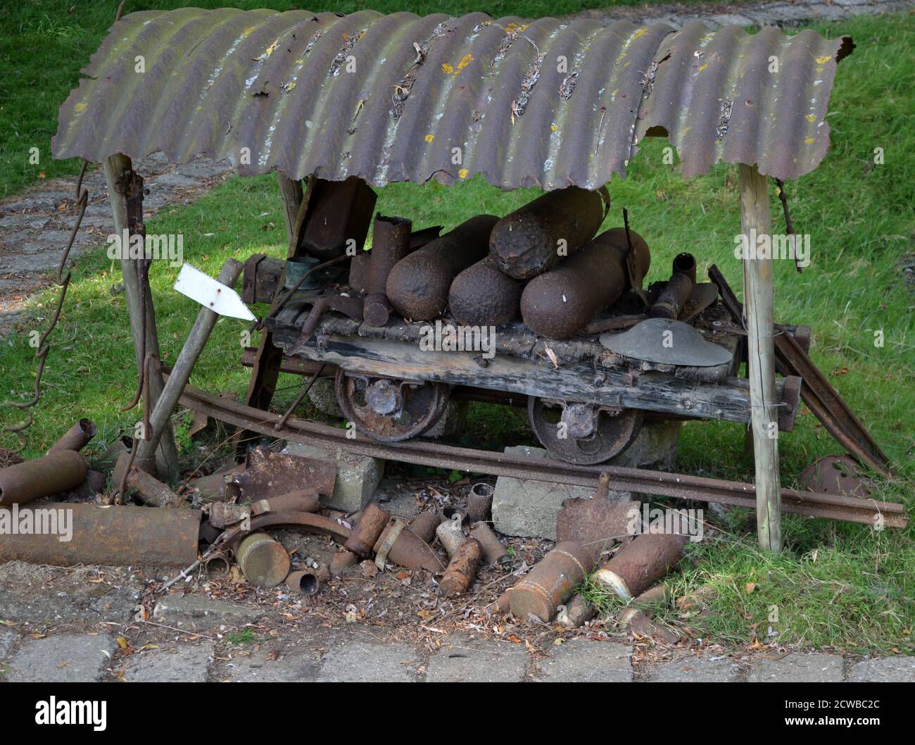 Remains of first world war weapons in a battlefield in Belgium. 2020 ...