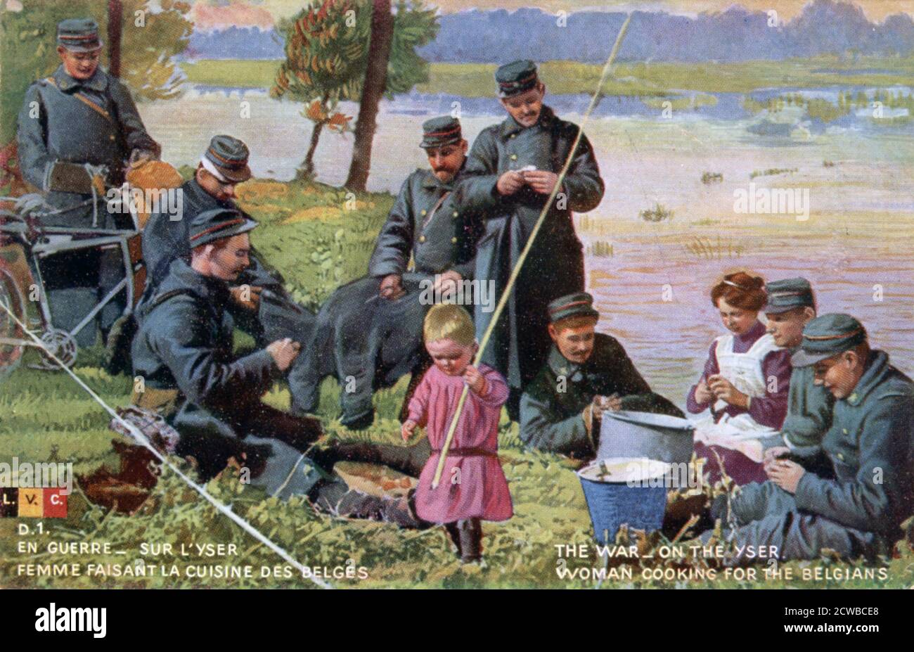 The War on the Yser', French WWI postcard, 1914-1918. The artist is ...