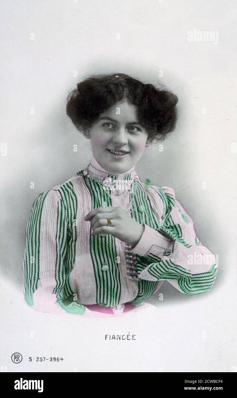 Fiance', a vintage French postcard, c1900. The artist is unknown Stock ...