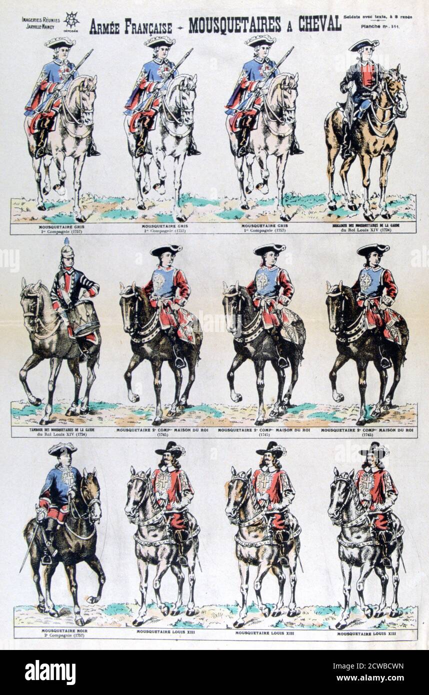 French Army; mounted musketeers, 17th century (19th century). French ...