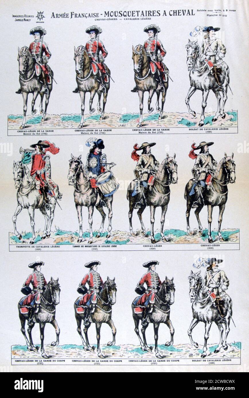 French Army; mounted musketeers, 17th century (19th century). French ...