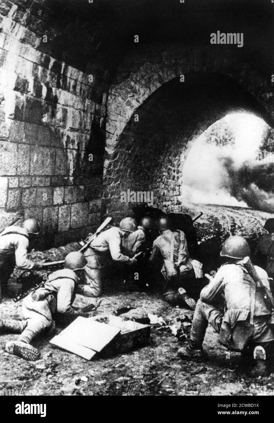 Russian soldiers in action near Riga, Latvia, 1944. Riga was recaptured ...