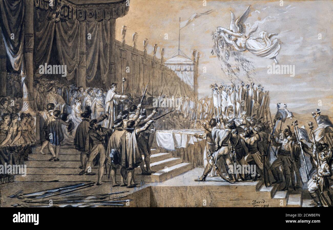 The Distribution of the Eagle Standards, 5th December 1804', 1808. Artist: Jacques-Louis David ...