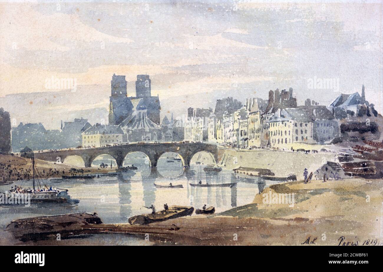 Notre-Dame de Paris from the Ile Saint-Louis', 1819. Artist: Amelia ...