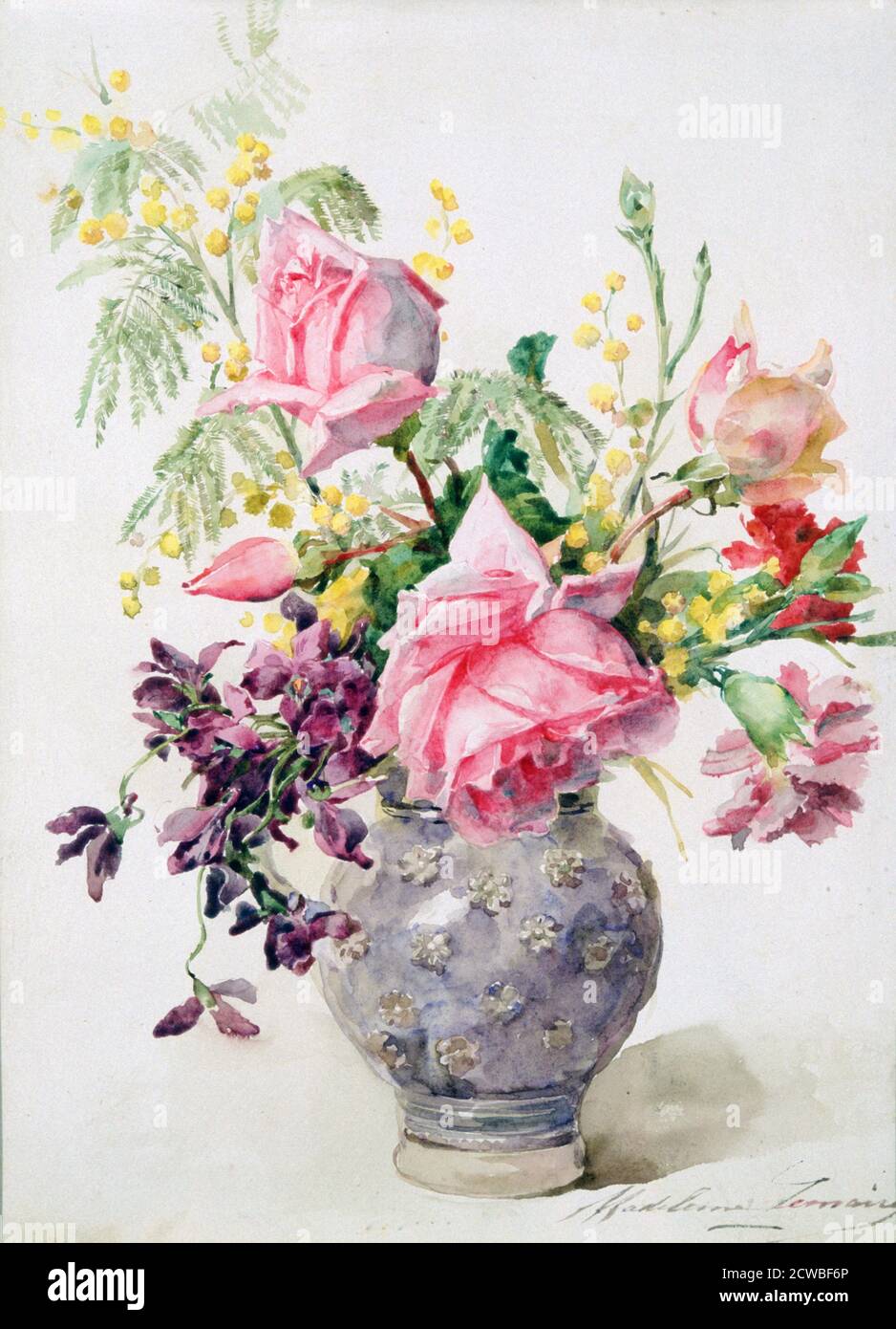 Vase of Roses', c1865-1928. Artist: Madeleine Jeanne Lemaire. Madeleine ...