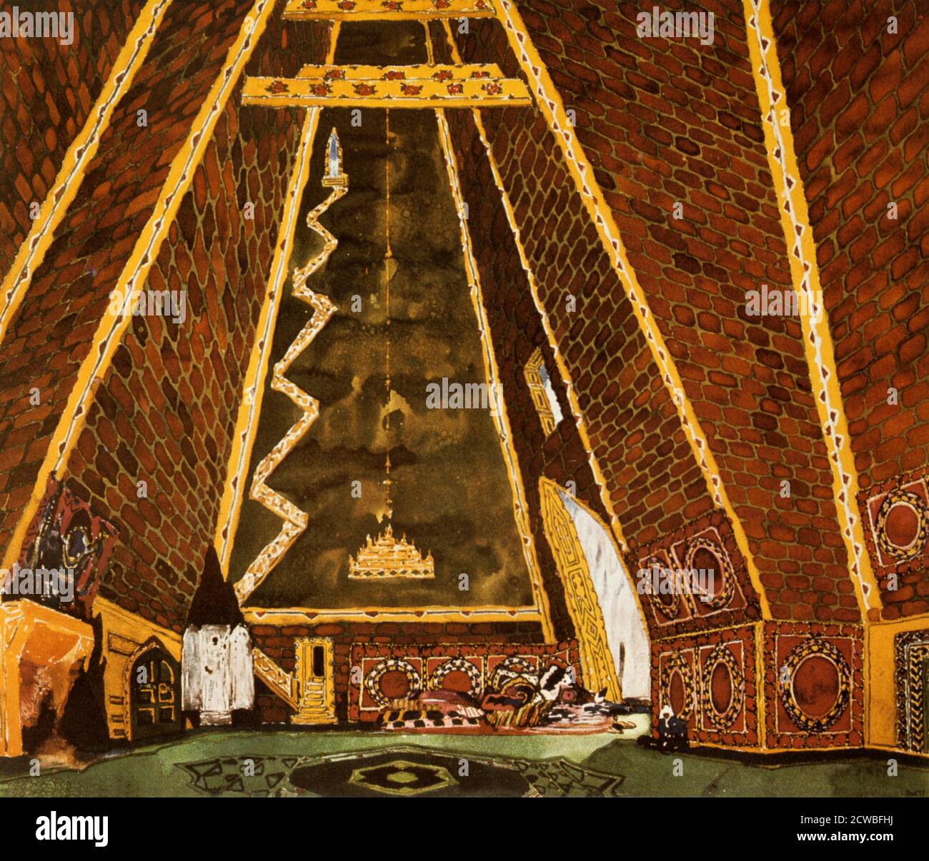 Set design for Thamar, ballet by Mily Balakirev, Artist: Leon Bakst ...
