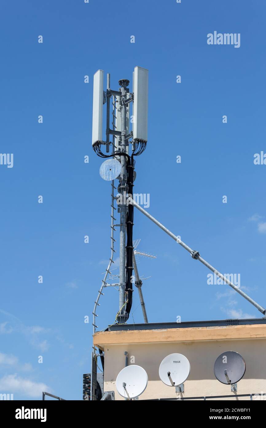 Telecommunication Tower with Antennas for Radio Communication and Cell ...