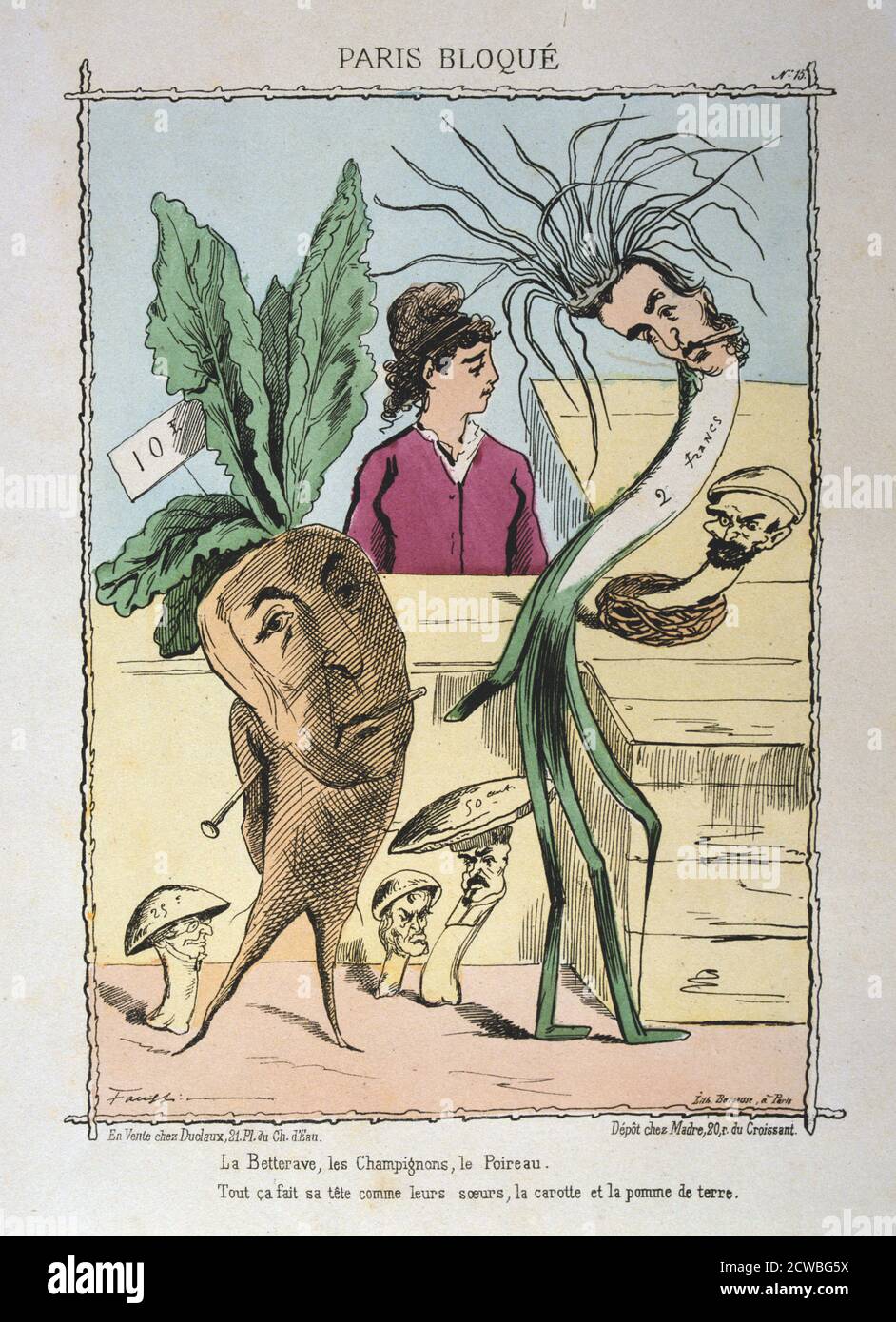 Paris besieged, 1870-1871. Cartoon depicting a scene during the ...