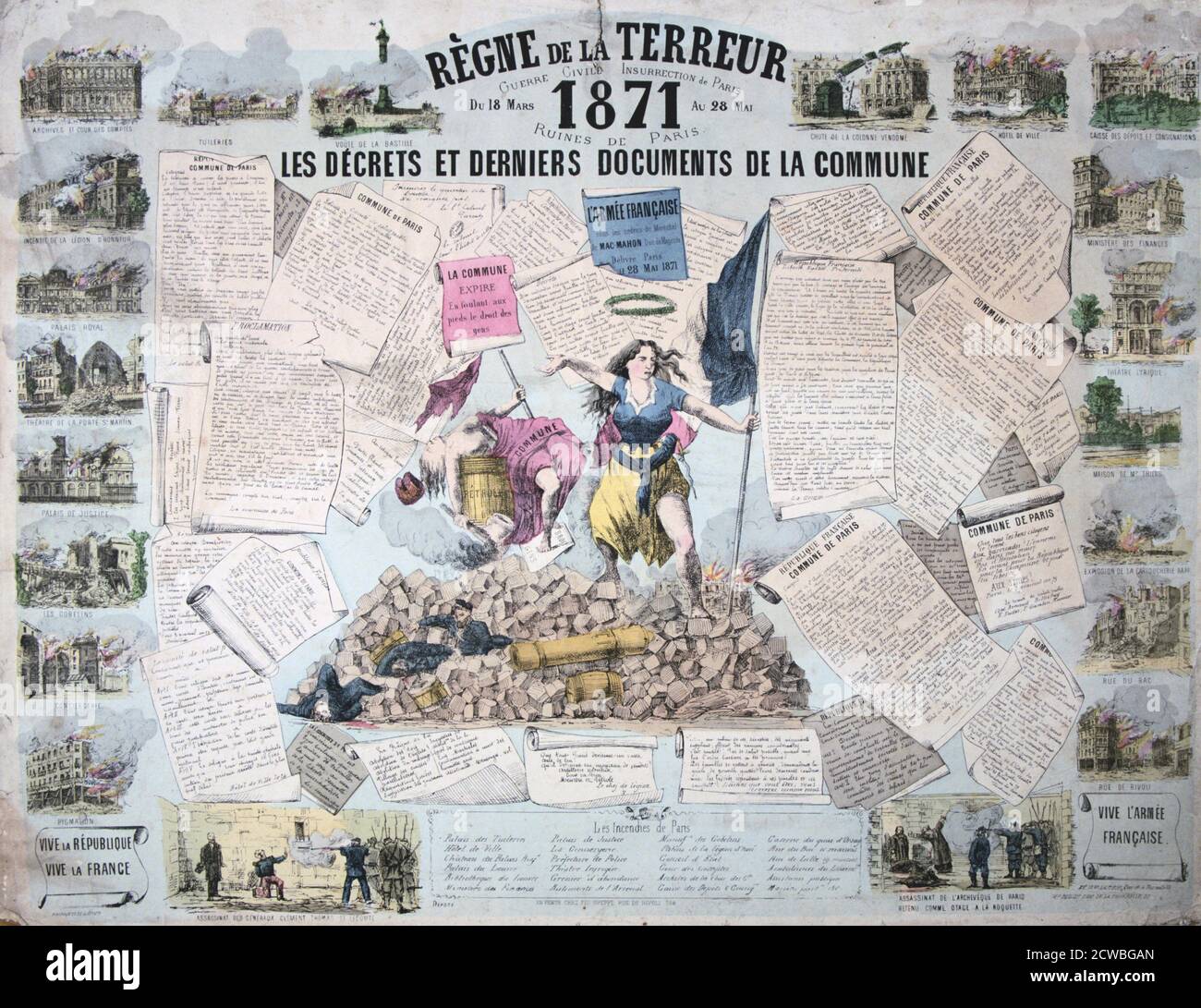 Regne de la Terreur', Paris Commune, 1871. Poster on the subject of the ...