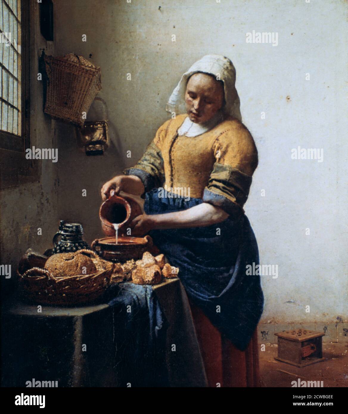 The Milkmaid' by Jan Vermeer, 1658. His vision is concentrated on a ...