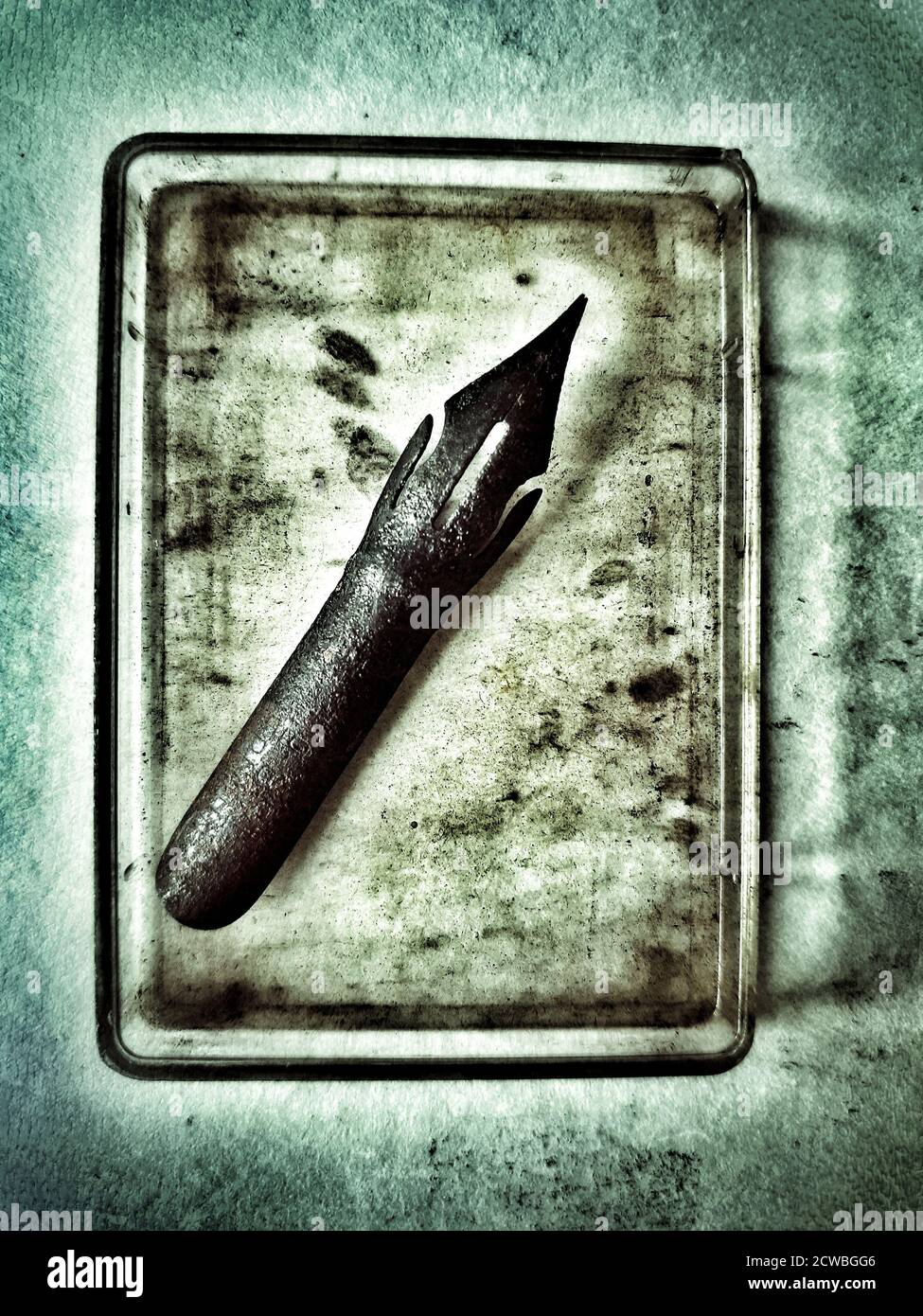 Used pen nib in a plastic box Stock Photo - Alamy