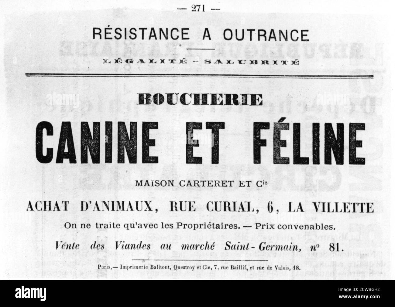 Boucherie Canine et Feline, from French Political posters of the Paris ...