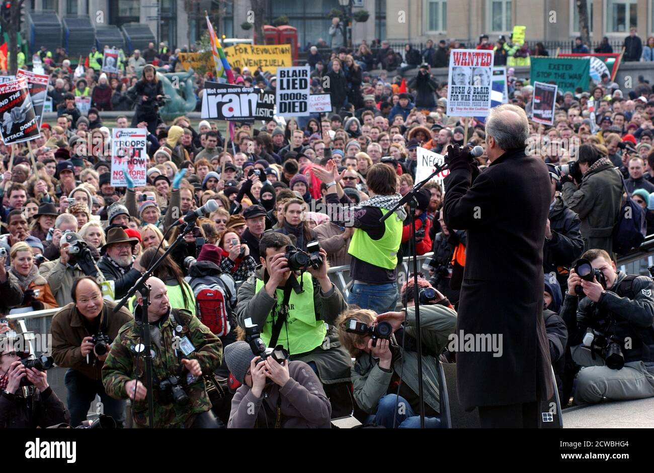 Photograph of George Galloway speaking at an anti-Iraq War rally ...