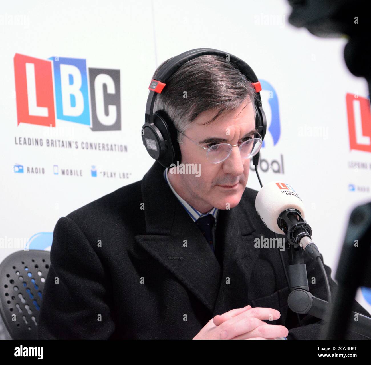 Photograph of Jacob Rees-Mogg speaking on LBC radio. Jacob William Rees ...