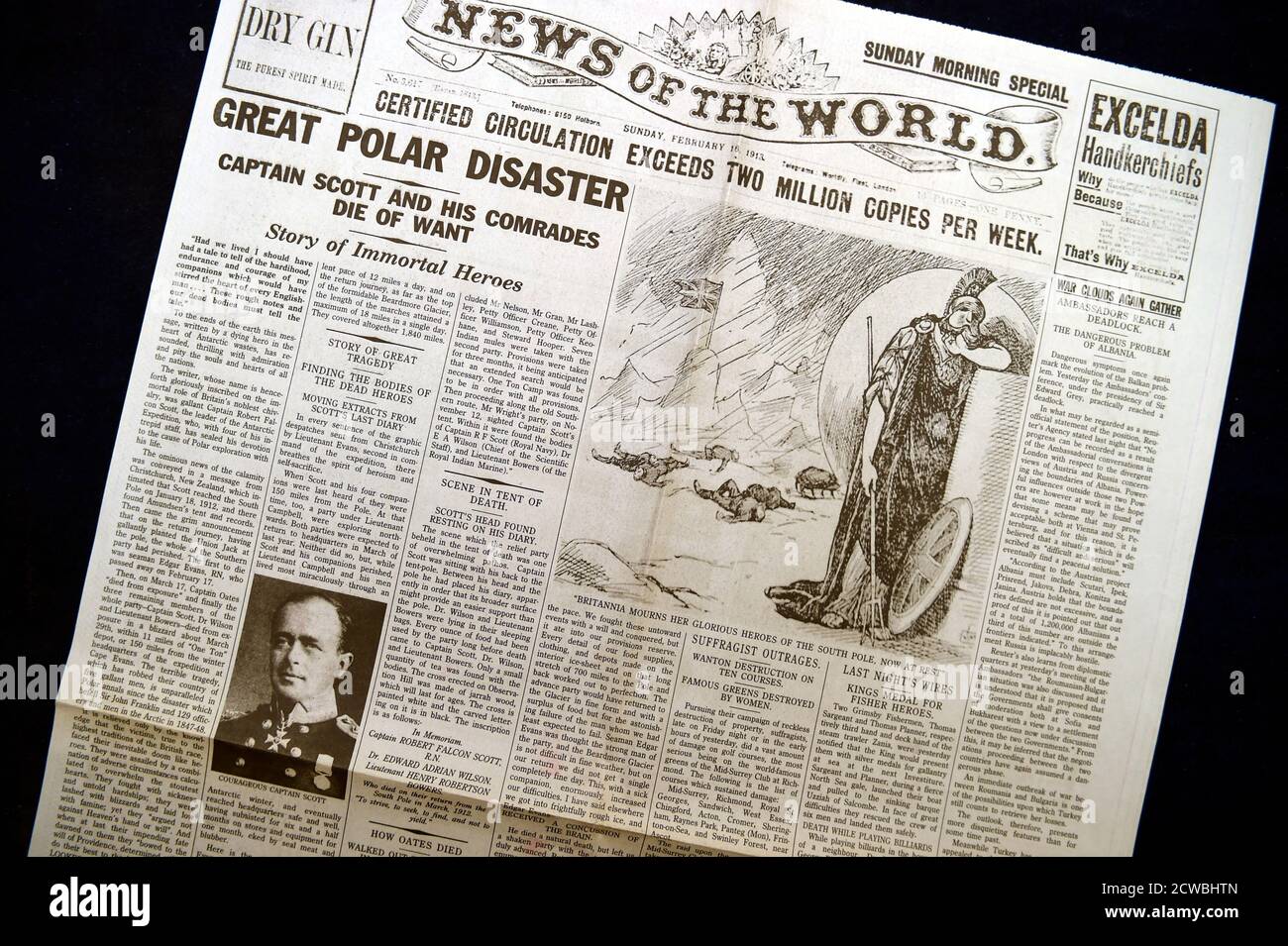 News of the World newspaper reporting on the death of Captain Scott ...