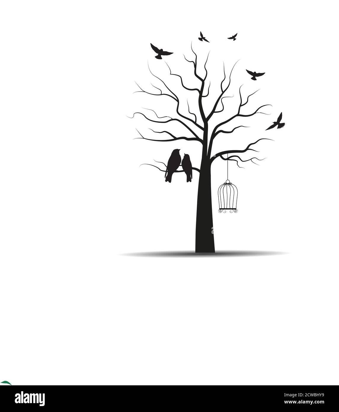 Tree with cages and birds Stock Vector Image & Art - Alamy