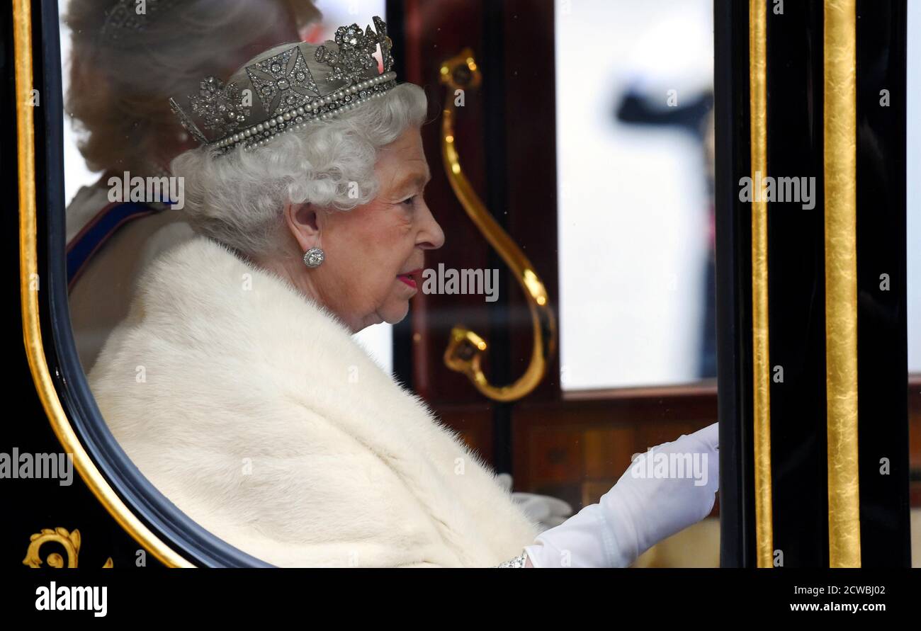 Photograph of Queen Elizabeth II arriving for the State Opening of ...