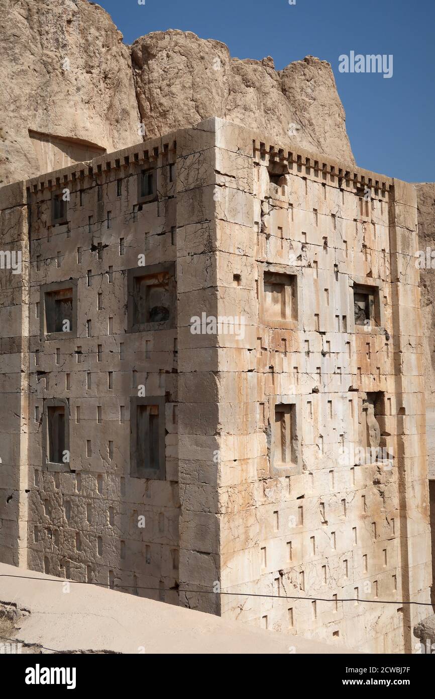 Photograph taken of Ka'ba-ye Zartosht, a stone structure in the Naqsh-e ...