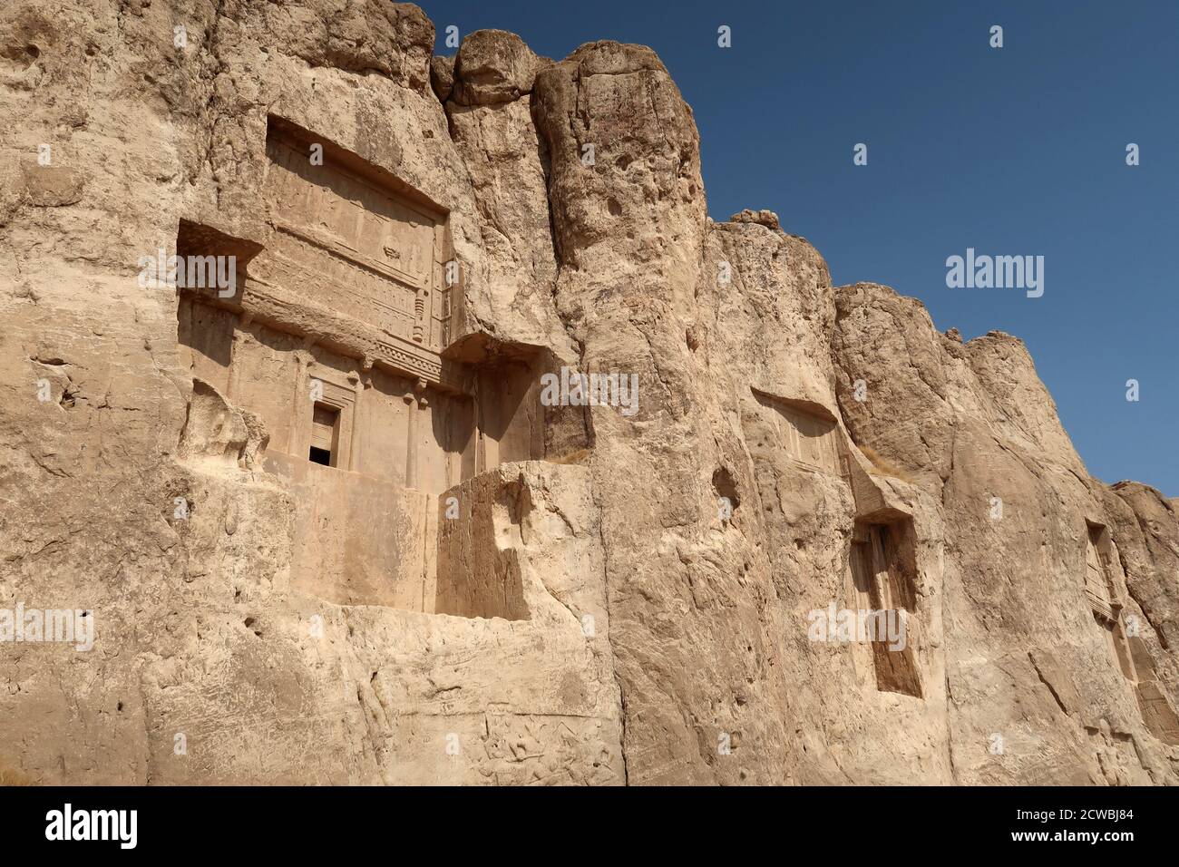 Photograph of outside the tomb of Darius II, one of the four tombs of ...