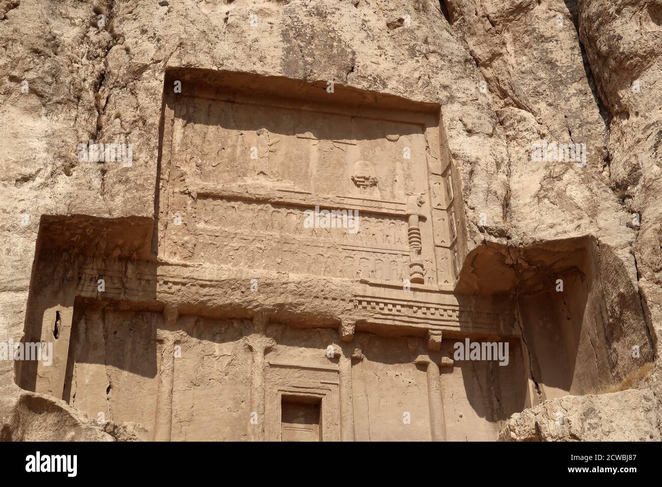Photograph of outside the tomb of Darius II, one of the four tombs of ...