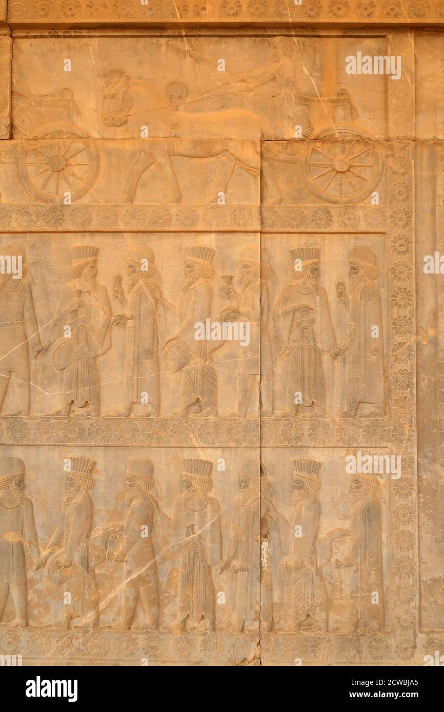 Detail of a relief of Imperial guards, (Apadana, East staircase) at ...