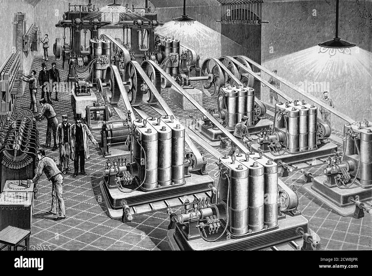 Engraving depicting Edison generators installed at the Paris Opera ...