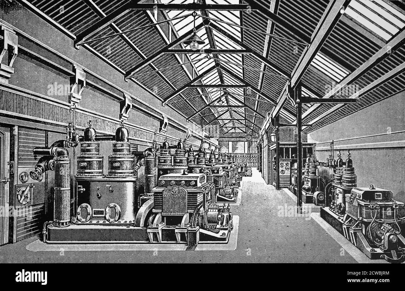 Engraving depicting the Central Power Station, Liverpool Stock Photo ...