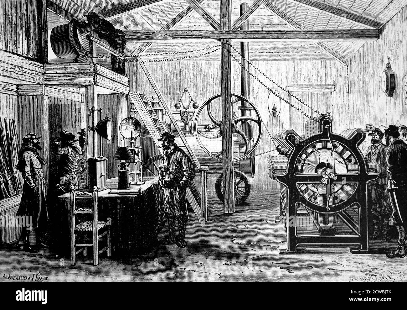 Engraving depicting the generation of light at Montmartre during the ...