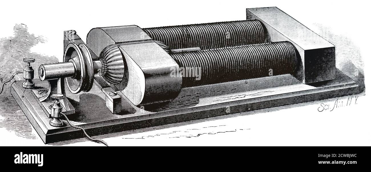 Engraving depicting Edison's 5 hp generator for electric light Stock ...