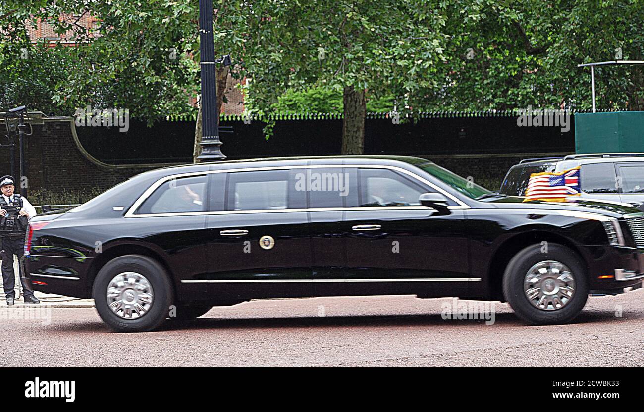Photograph of the limousine transporting President Donald Trump during ...
