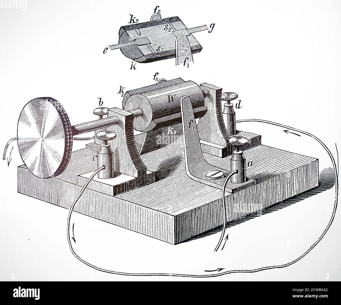 Engraving depicting Heinrich Daniel Ruhmkorff's commutator for ...