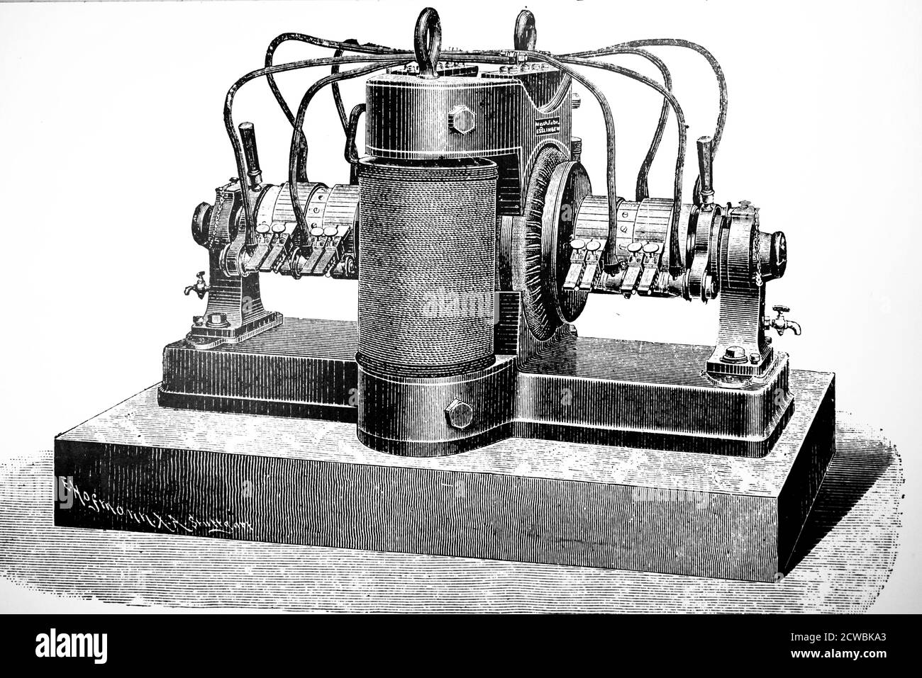 Engraving depicting a quadruple-circuit dynamo Stock Photo - Alamy