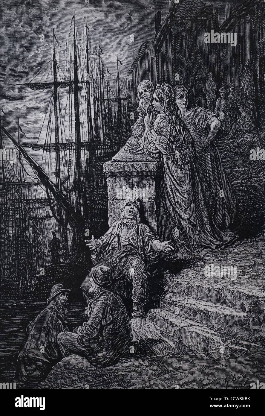 Engraving depicting a Waterman's family Stock Photo - Alamy