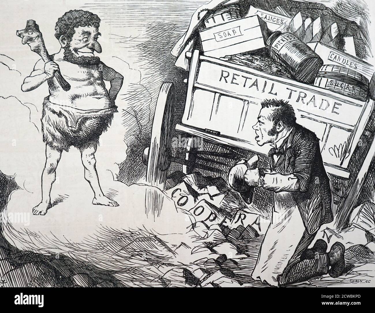 Cartoon commenting on the Co-operative Movement. Illustrated by John ...