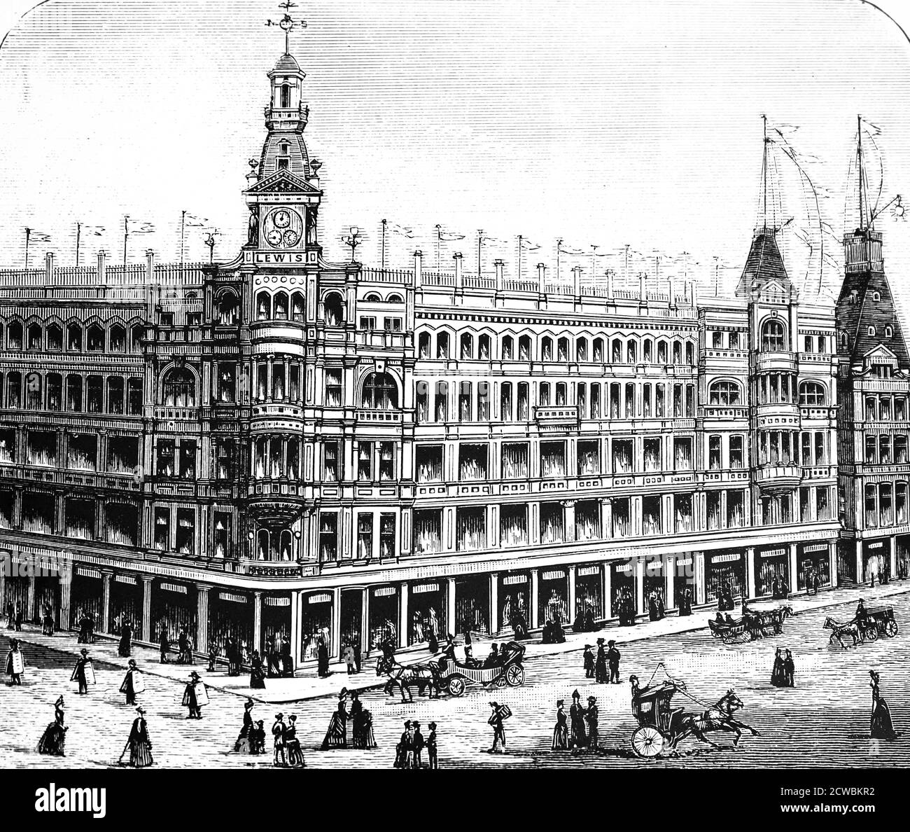 Engraving depicting a John Lewis department store in Manchester Stock ...