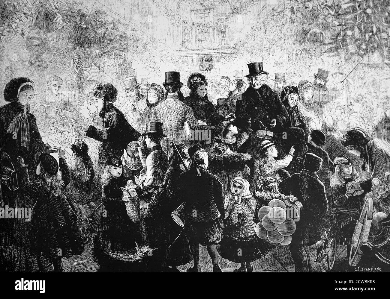 Engraving depicting Christmas shopping in Lowther Arcade, Enfield Stock ...