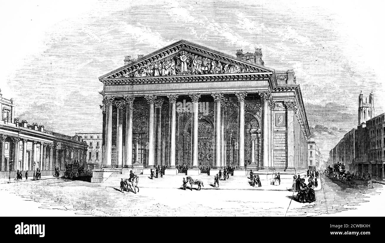 Engraving depicting the Royal Exchange, London Stock Photo - Alamy
