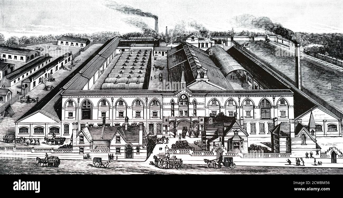 Engraving depicting Bryant & May's Fairfield match factory, Bow, London ...