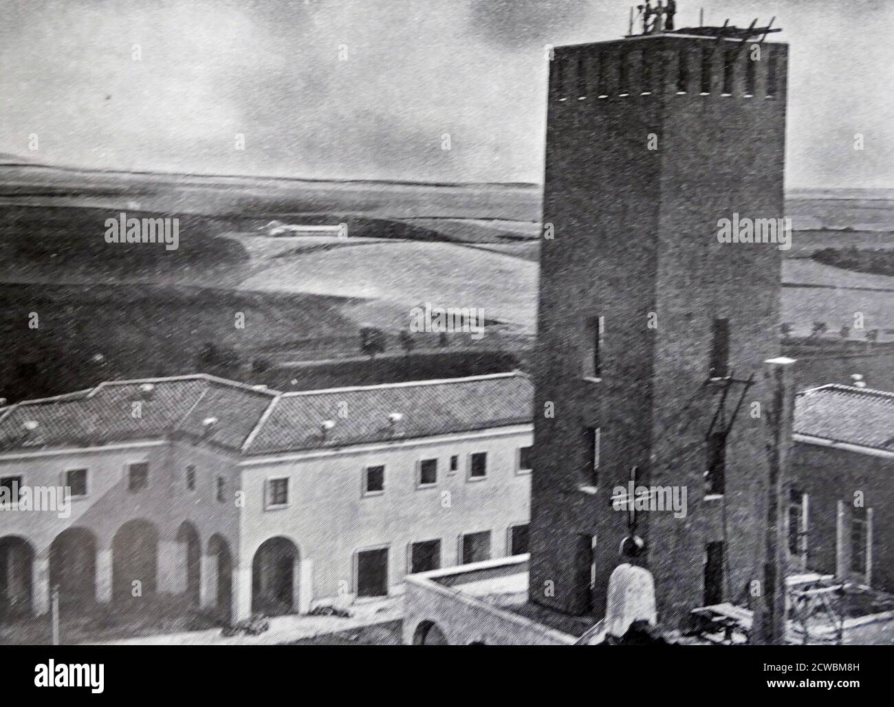Black and white photo of the drying of the Pontine Marshes in Italy ...