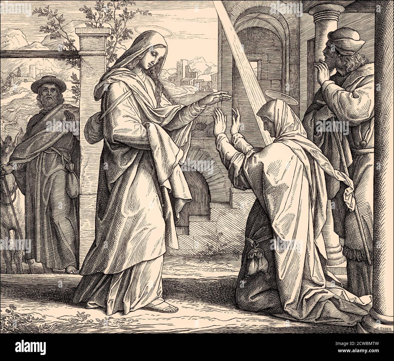 The Visitation, the visit of Blessed Virgin Mary to St. Elizabeth, by Julius Schnorr von ...