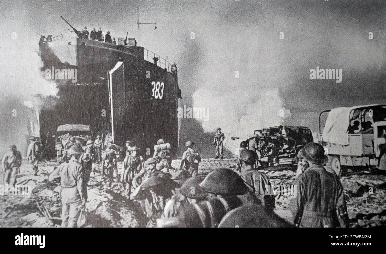 Black and white photograph of World War II (1939-1945) showing the ...