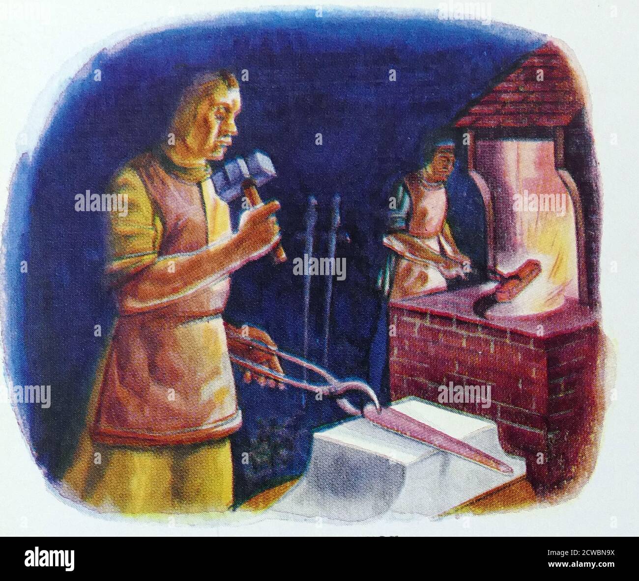 Illustration depicting a medieval English armourer at work Stock Photo ...