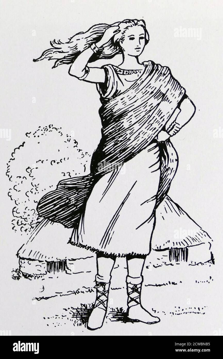 Illustration depicting an Anglo-Saxon woman Stock Photo - Alamy