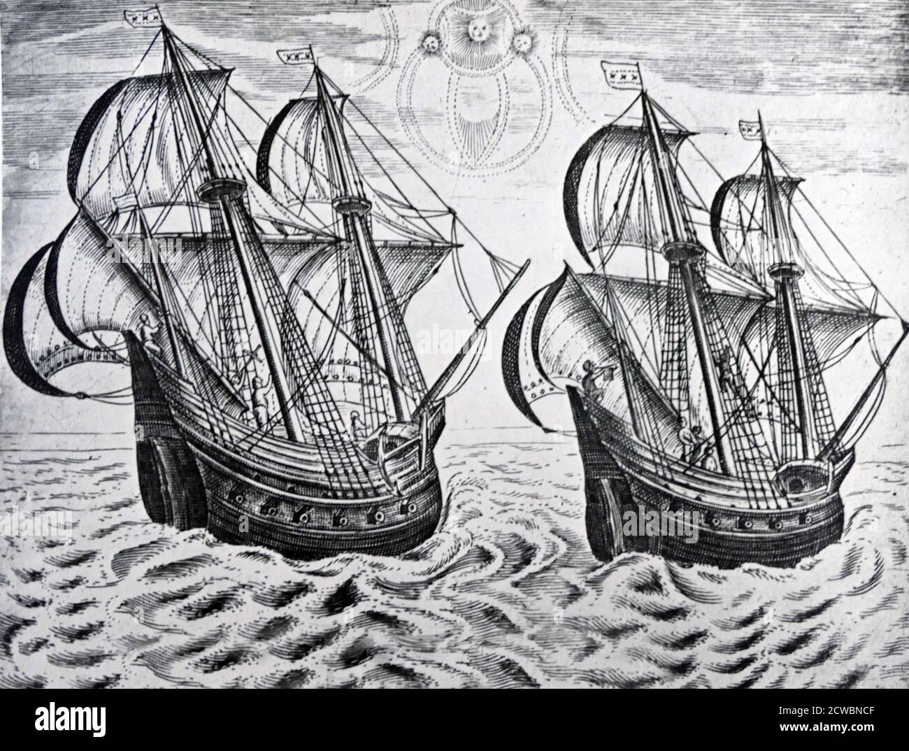 Illustration showing the voyage of William Barents to China 1596 ...