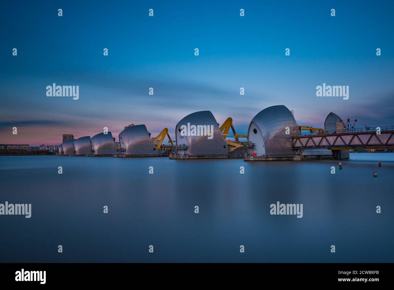 View of the barrier gates, River Thames Flood Barrier, East London ...