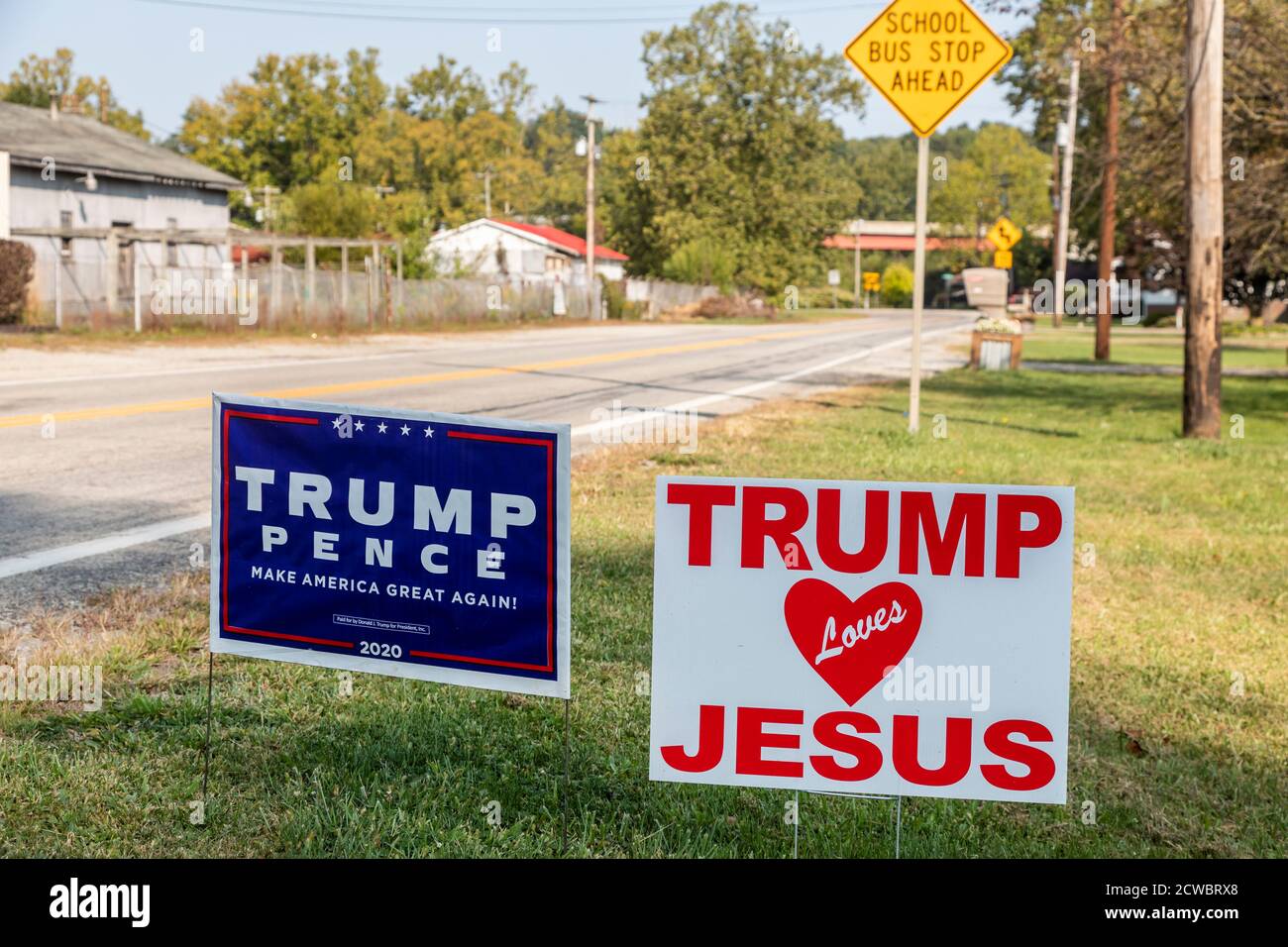 Uniontown, Pennsylvania - A lawn sign reading "Trump Loves Jesus" weeks ...